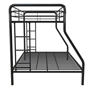 DHP Twin-Over-Full Bunk Bed with Metal Frame and Ladder, Space-Saving Design, Black