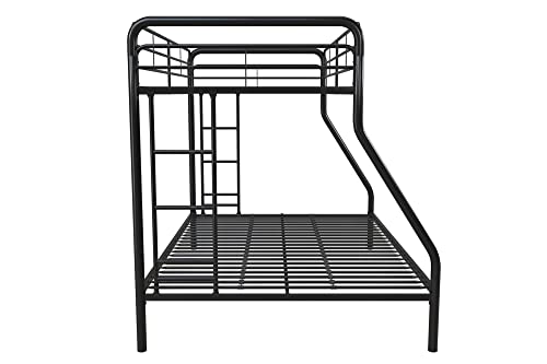 DHP Twin-Over-Full Bunk Bed with Metal Frame and Ladder, Space-Saving Design, Black