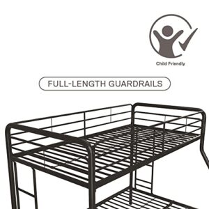 DHP Twin-Over-Full Bunk Bed with Metal Frame and Ladder, Space-Saving Design, Black