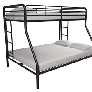 DHP Twin-Over-Full Bunk Bed with Metal Frame and Ladder, Space-Saving Design, Black