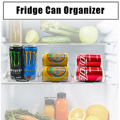 SJAELLAND 2 Pack Fridge Soda Can Organizer - Stackable Bottle Holder - Refrigerator Pantry Storage Drink Dispenser