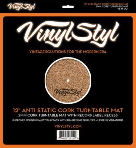 vinyl styl® 12 inch anti static cork turntable mat – less vibration – no slip