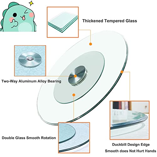 Glass Turntable Lazy Susan, 20in/50cm Round Rotating Tray Tabletop Serving Plate For Kitchen Dining Table, 60cm/24in Anti-tilt Silent Swivel Tray 8mm Thick (Size : 60cm/24Inch)