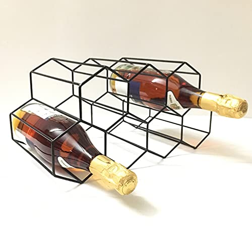 CHENGTIE Black Metal Wine Rack, Countertop Wine Rack, 9 Bottle Tabletop Wine Holder for Wine Storage, Freestanding Wine Rack Suitable for Home Kitchen bar cabinets