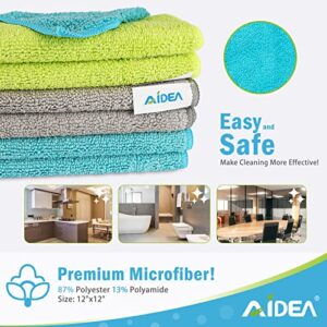 AIDEA Microfiber Cleaning Cloths-50PK, Softer Highly Absorbent, Lint Free Streak Free for House, Kitchen, Car, Window Gifts(12in.x12in.)