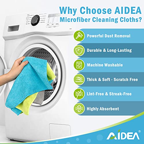 AIDEA Microfiber Cleaning Cloths-50PK, Softer Highly Absorbent, Lint Free Streak Free for House, Kitchen, Car, Window Gifts(12in.x12in.)