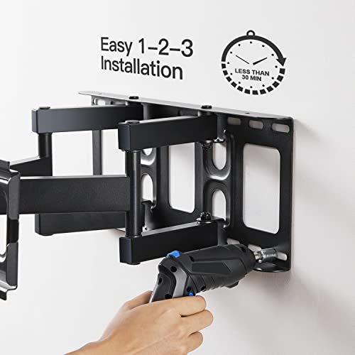 Pipishell TV Wall Mount for 26-65 inch LED LCD OLED 4K TVs, Full Motion TV Mount Bracket Articulating Swivel Extension Tilting Leveling Max VESA 400x400mm Holds up to 99lbs, Fits 12/16 Inch Wood Stud