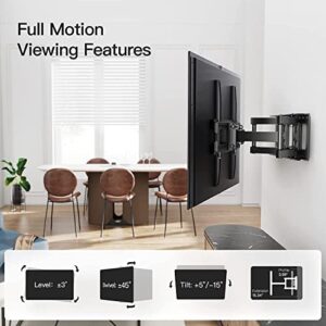 Pipishell TV Wall Mount for 26-65 inch LED LCD OLED 4K TVs, Full Motion TV Mount Bracket Articulating Swivel Extension Tilting Leveling Max VESA 400x400mm Holds up to 99lbs, Fits 12/16 Inch Wood Stud