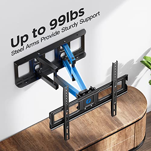 Pipishell TV Wall Mount for 26-65 inch LED LCD OLED 4K TVs, Full Motion TV Mount Bracket Articulating Swivel Extension Tilting Leveling Max VESA 400x400mm Holds up to 99lbs, Fits 12/16 Inch Wood Stud