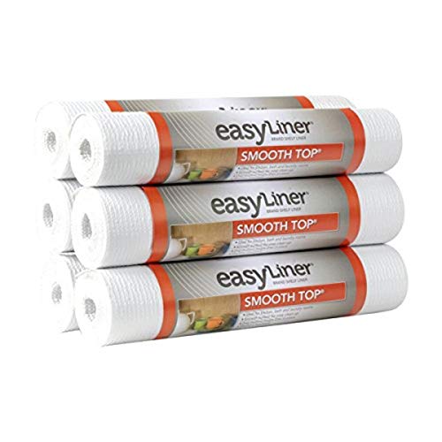 Duck Smooth Top Easy Liner Shelf Liner, 12 Inch x 10 Feet (6 Rolls), White & Duck - 281875 Non-Adhesive Shelf Liner Solid Grip EasyLiner, 20-inch x 22 Feet, White