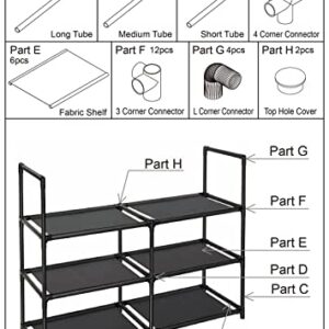 FIDUCIAL HOME 3 Tiers Shoe Rack 12-15 Pairs Sturdy Shoe Shelf