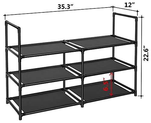 FIDUCIAL HOME 3 Tiers Shoe Rack 12-15 Pairs Sturdy Shoe Shelf