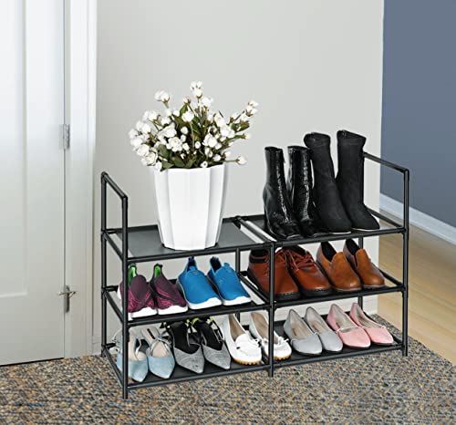 FIDUCIAL HOME 3 Tiers Shoe Rack 12-15 Pairs Sturdy Shoe Shelf