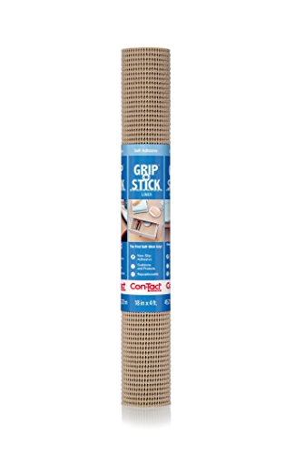 Con-Tact Brand Grip-N-Stick Durable Self-Adhesive Non-Slip Shelf and Drawer Liner, 18" x 4', Taupe, 6 Rolls