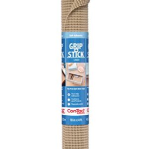 Con-Tact Brand Grip-N-Stick Durable Self-Adhesive Non-Slip Shelf and Drawer Liner, 18" x 4', Taupe, 6 Rolls