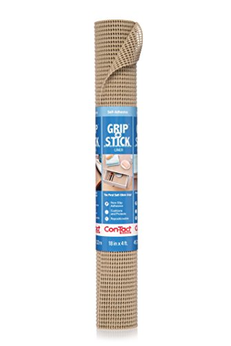 Con-Tact Brand Grip-N-Stick Durable Self-Adhesive Non-Slip Shelf and Drawer Liner, 18" x 4', Taupe, 6 Rolls