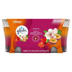 glade candle jar, air freshener, 2in1, hawaiian breeze & vanilla passion fruit, 3.4 oz, 2 count