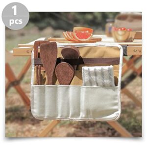 ifundom Roll up Cultery Bag Canvas Roll Up Culinary Bag Cutlery Storage Case Portable Silverware Tool Roll Bag Cover for Cooking and Camping