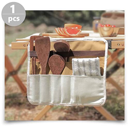 ifundom Roll up Cultery Bag Canvas Roll Up Culinary Bag Cutlery Storage Case Portable Silverware Tool Roll Bag Cover for Cooking and Camping