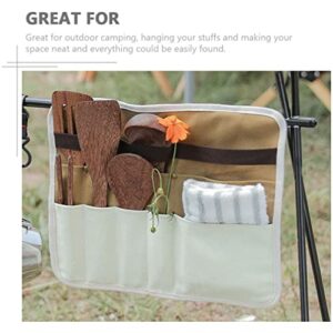 ifundom Roll up Cultery Bag Canvas Roll Up Culinary Bag Cutlery Storage Case Portable Silverware Tool Roll Bag Cover for Cooking and Camping