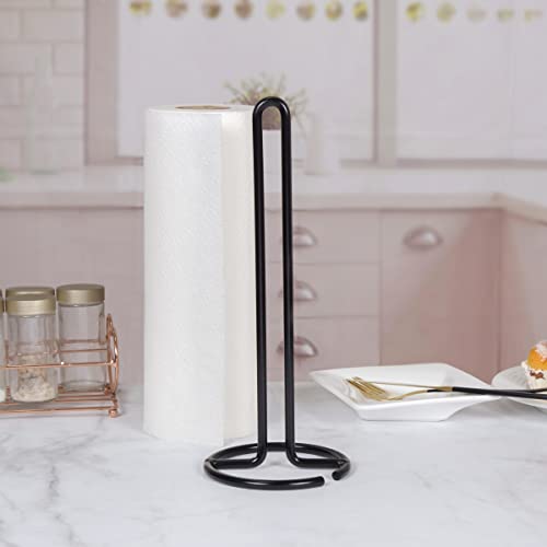 Creative Home Heavy Duty Metal Paper Towel Holder Kitchen Towel Stand for Kitchen Countertop Dining Table, 4.8" Diam. x 11.8" H, Black Powder Coating