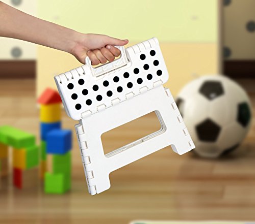 Utopia Home Folding Step Stool - (Pack of 1) Foot Stool with 9 Inch Height - Holds Up to 300 lbs - Lightweight Plastic Foldable Step Stool for Kids, Kitchen, Bathroom & Living Room (White)