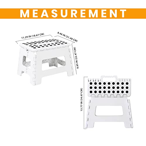 Utopia Home Folding Step Stool - (Pack of 1) Foot Stool with 9 Inch Height - Holds Up to 300 lbs - Lightweight Plastic Foldable Step Stool for Kids, Kitchen, Bathroom & Living Room (White)