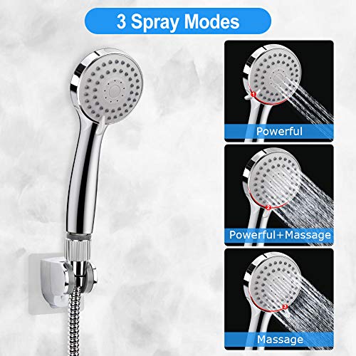 kaqinu Shower Head , 8 Inch High Pressure Rainfall Shower Head / Handheld Showerhead Combo with 11 Inch Extension Arm, Anti-leak Shower Head with Holder/ Hose, Flow Regulator, Chrome