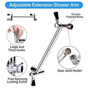 kaqinu Shower Head , 8 Inch High Pressure Rainfall Shower Head / Handheld Showerhead Combo with 11 Inch Extension Arm, Anti-leak Shower Head with Holder/ Hose, Flow Regulator, Chrome