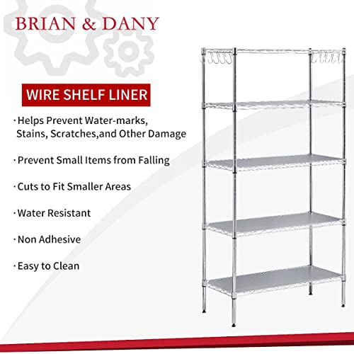 BRIAN & DANY Wire Shelf Liner 14" X 30", Heavy Duty Shelf Liners for Wire Shelving, Waterproof Protector Mats, Set of 5, Charcoal