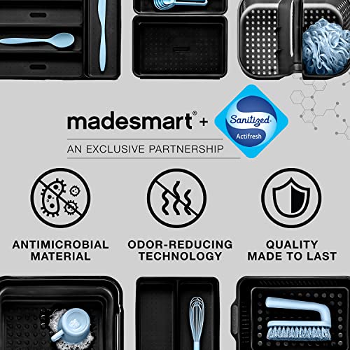 madesmart Antimicrobial Classic Gadget Tray, Soft Grip, Non-Slip Multi-Purpose Drawer Organizer, 4 Compartments, All-In-One Home Organization, EPA Certified, White Large