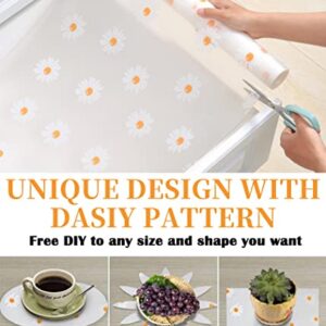 Jacriah Daisy Shelf Liner for Kitchen Cabinets Non-Adhesive Drawer Liner Non-Slip Refrigerator Liner Waterproof Fridge Pad Cupboard Mat Easy Placemats, Ideal for Wire Pantry Bathroom, 11.8"X59"