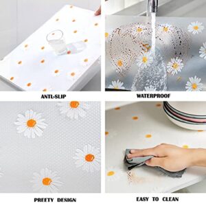 Jacriah Daisy Shelf Liner for Kitchen Cabinets Non-Adhesive Drawer Liner Non-Slip Refrigerator Liner Waterproof Fridge Pad Cupboard Mat Easy Placemats, Ideal for Wire Pantry Bathroom, 11.8"X59"