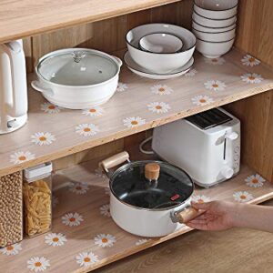 Jacriah Daisy Shelf Liner for Kitchen Cabinets Non-Adhesive Drawer Liner Non-Slip Refrigerator Liner Waterproof Fridge Pad Cupboard Mat Easy Placemats, Ideal for Wire Pantry Bathroom, 11.8"X59"