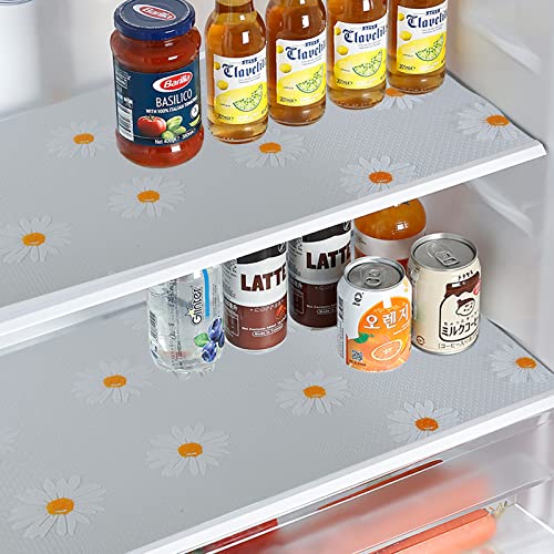 Jacriah Daisy Shelf Liner for Kitchen Cabinets Non-Adhesive Drawer Liner Non-Slip Refrigerator Liner Waterproof Fridge Pad Cupboard Mat Easy Placemats, Ideal for Wire Pantry Bathroom, 11.8"X59"