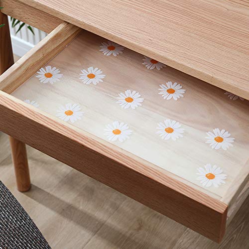 Jacriah Daisy Shelf Liner for Kitchen Cabinets Non-Adhesive Drawer Liner Non-Slip Refrigerator Liner Waterproof Fridge Pad Cupboard Mat Easy Placemats, Ideal for Wire Pantry Bathroom, 11.8"X59"