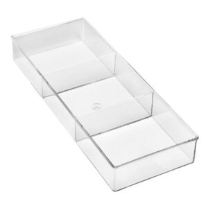 Whitmor 6-Section Clear Drawer Organizer & 3 Section Small Easy Clean Clear Plastic Resin Drawer Organizer