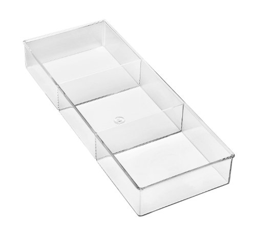 Whitmor 6-Section Clear Drawer Organizer & 3 Section Small Easy Clean Clear Plastic Resin Drawer Organizer