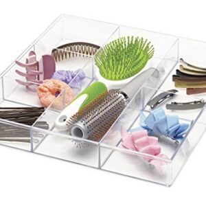 Whitmor 6-Section Clear Drawer Organizer & 3 Section Small Easy Clean Clear Plastic Resin Drawer Organizer