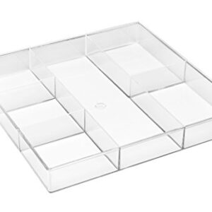 Whitmor 6-Section Clear Drawer Organizer & 3 Section Small Easy Clean Clear Plastic Resin Drawer Organizer