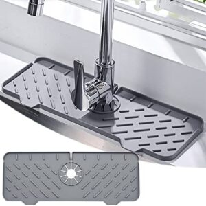 kukifun silicone faucet handle drip catcher tray,kitchen sink faucet splash guard,silicone tap drip tray,silicone draining mat,kitchen sink mat,silicone drying mat,sink protector,gray,a style