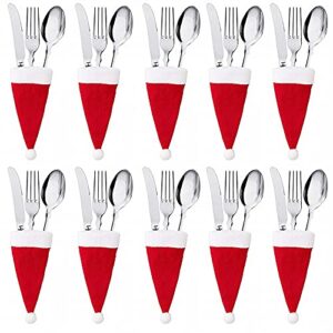 christmas home decoration tableware bag holder christmas hat fork knife cutlery bag merry christmas decoration ornament