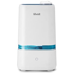 levoit 4l humidifiers for bedroom large room & essential oil diffuser, ultrasonic quiet cool mist for baby, plants, last up to 40hours, dual 360° rotation nozzles, handle design, auto shut off, blue