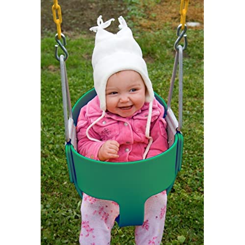 Eastern Jungle Gym Heavy-Duty High Back Full Bucket Toddler Swing Seat with Coated Swing Chains Fully Assembled, Green