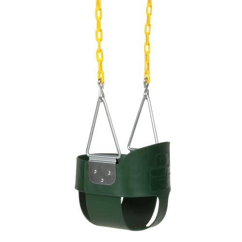 Eastern Jungle Gym Heavy-Duty High Back Full Bucket Toddler Swing Seat with Coated Swing Chains Fully Assembled, Green