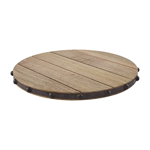 Mud Pie Bead Rim Lazy Susan, Wood/Metal