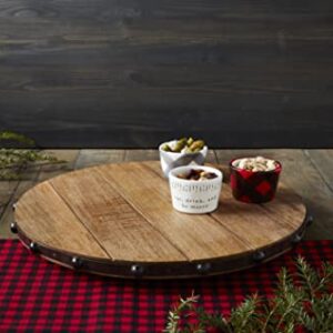 Mud Pie Bead Rim Lazy Susan, Wood/Metal