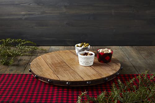 Mud Pie Bead Rim Lazy Susan, Wood/Metal