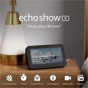 Echo Show 5 (2nd Gen, 2021 release) | Smart display with Alexa and 2 MP camera | Charcoal