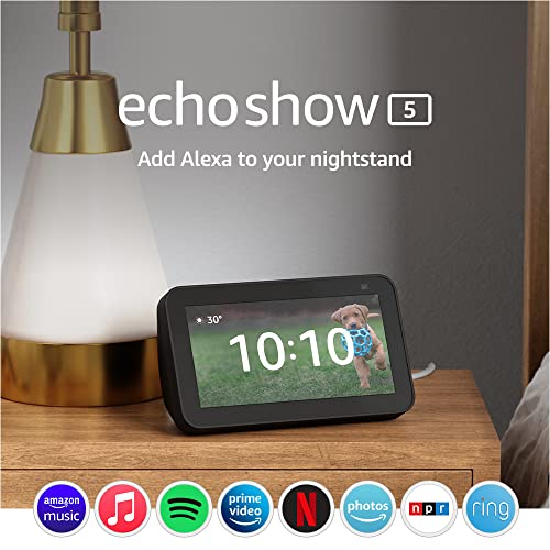 Echo Show 5 (2nd Gen, 2021 release) | Smart display with Alexa and 2 MP camera | Charcoal